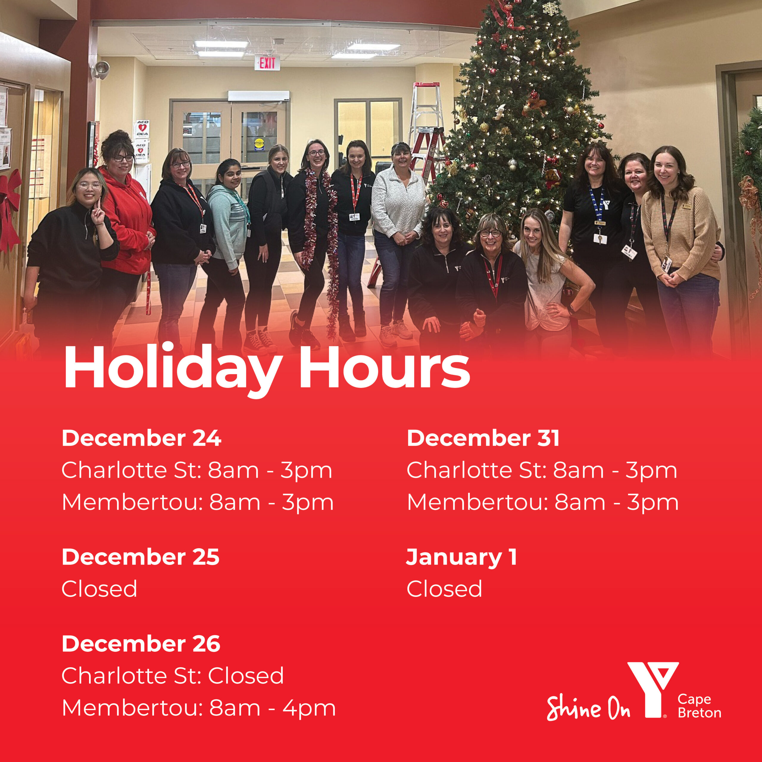 Holiday Schedules 2023 YMCA Cape Breton